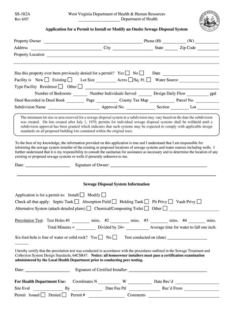 Ss 182a Application For A Permit To Install Or Modify An Onsite Sewage