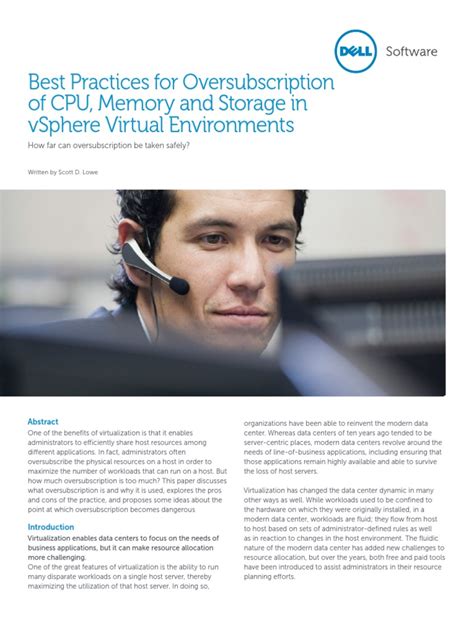 Dell Best Practices For Oversubscription Of Cpu Memory And Storage In