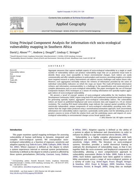 Pdf Using Principal Component Analysis For Information Rich
