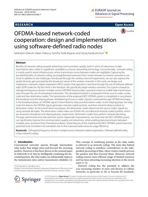 Pdf Research Openaccess Ofdma Basednetwork Coded Dokumentips