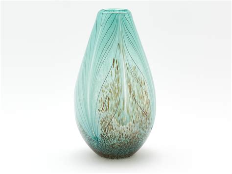 Lot A Large 1960s Murano Aqua Feathered Art Glass Vase H33cm