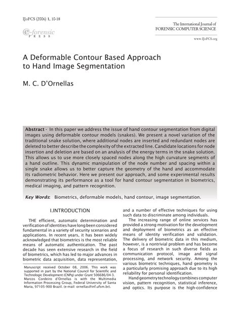 Pdf A Deformable Contour Based Approach To Hand Image Segmentation