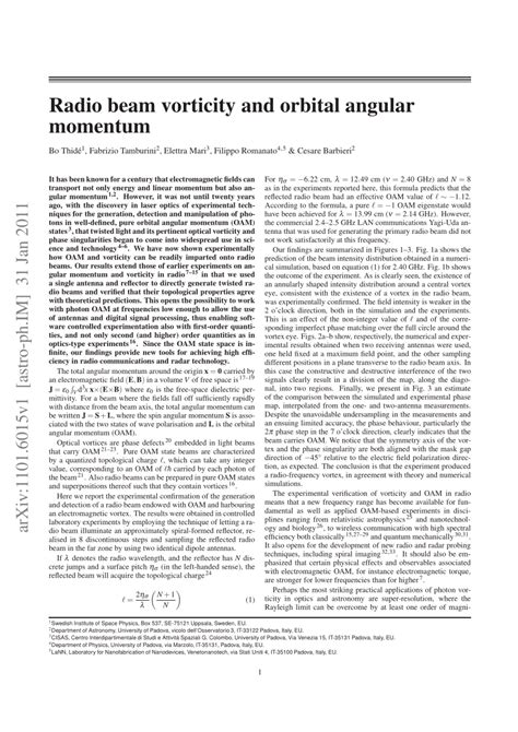 Pdf Radio Beam Vorticity And Orbital Angular Momentum