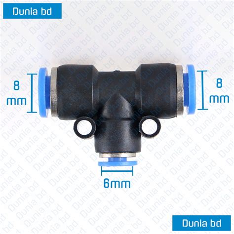 8mm Reducing Tee Pneumatic Quick Reducer Connector Push In T Type 3 Way For 8 6mm Peg8 6 Dunia