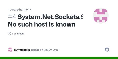 system sockets socketexception no such host is known · issue 4