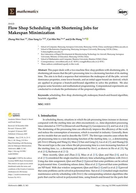 Pdf Flow Shop Scheduling With Shortening Jobs For Makespan Minimization