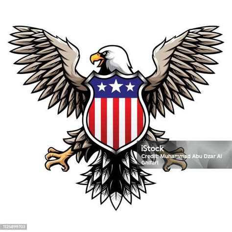 성조기 배지 일러스트 벡터와 아메리칸이 글 독수리에 대한 스톡 벡터 아트 및 기타 이미지 독수리 대머리독수리 기 Istock