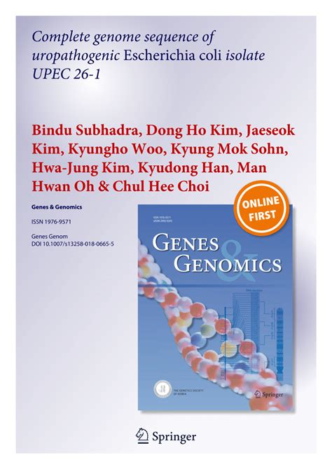 Pdf Complete Genome Sequence Of Uropathogenic Escherichia Coli Isolate Upec 26 1