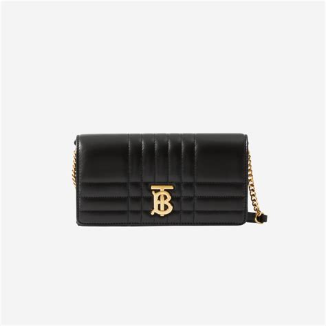 버버리 디테처블 스트랩 퀄티드 레더 롤라 지갑 블랙 라이트 골드 Burberry Kream
