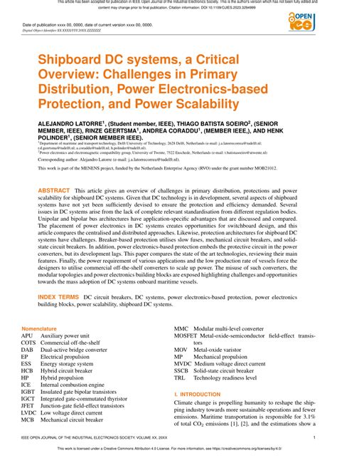 Pdf Shipboard Dc Systems—a Critical Overview Challenges In Primary Distribution Power