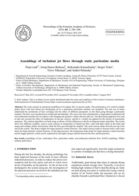 Pdf Assemblage Of Turbulent Jet Flows Through Static Particulate Media