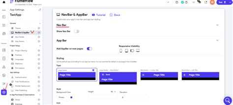 코드없이 개발하기 Flutter Flow 6앱 설정네비바and앱바 네이버 블로그