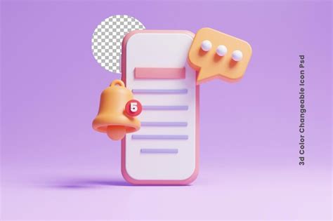 Premium Psd 3d Notification Bell Icon With Push Bubble Speech