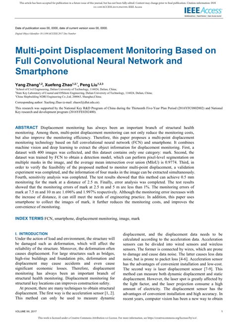 PDF Multi Point Displacement Monitoring Based On Full Convolutional Neural Network And Smartphone