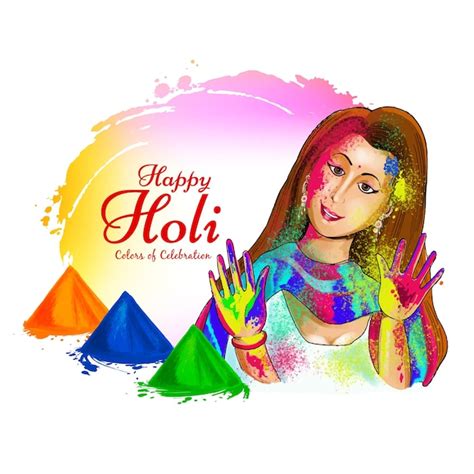 Sch Nes Gl Ckliches Holi Indisches Fest Farbenfrohes Kartendesign Kostenlose Vektor