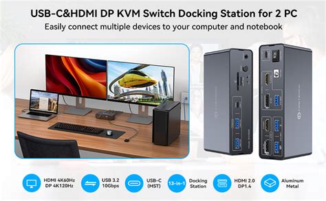 Dgybdfc Kvm Docking Station 4k60hz Hdmi And 4k120hz Dp Kvm Switch 2 Monitors 2