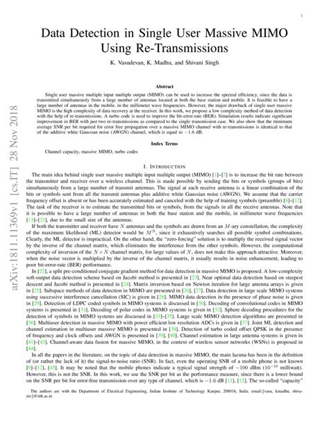 Data Detection In Single User Massive Mimo Using Re Transmissions Deepai