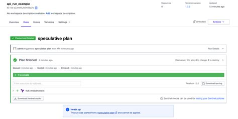How To Run A Speculative Plan Using The Api Workflow Hashicorp Help Center