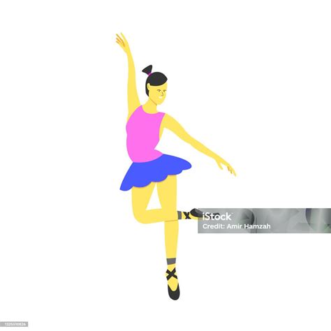 열정적으로 자연스러운 제스처를 가진 격자 캐릭터 디자인 발레 소녀 흰색 배경이 있는 플랫 벡터 디자인 캐릭터 일러스트레이션입니다 Theatrical Performance에