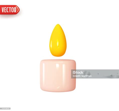 촛불 추상적 인 최소한의 장식 현실적인 3d 디자인 요소 플라스틱 만화 스타일에서 흰색 배경에 고립 된 아이콘 벡터 일러스트 레이 션 3차원 형태에 대한 스톡 벡터 아트 및