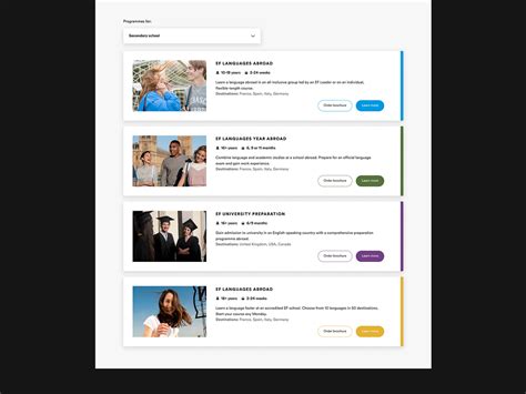 Ef Com Program Guide Horizontal Cards Ui By Cristina P On Dribbble