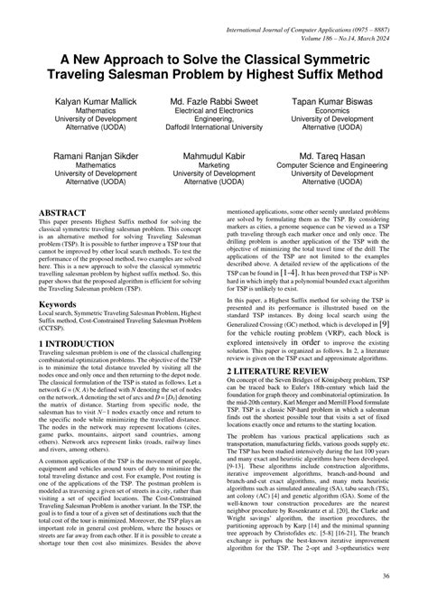 Pdf A New Approach To Solve The Classical Symmetric Traveling Salesman Problem By Highest