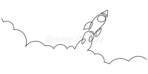 One Continuous Line Drawing Of Rocket Space Ship Launch Stock Vector Illustration Of Vector