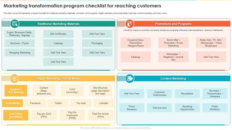 Marketing Transformation Program Checklist For Reaching Customers Marketing Transformation