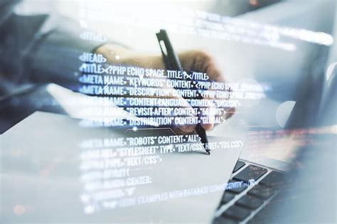 Premium Photo Abstract Creative Coding Illustration With Hand Writing