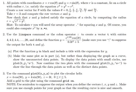 Solved All Points With Coordinates X R Cos And Y R Chegg