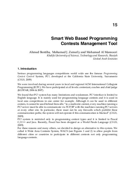 Pdf Smart Web Based Programming Contests Management Tool