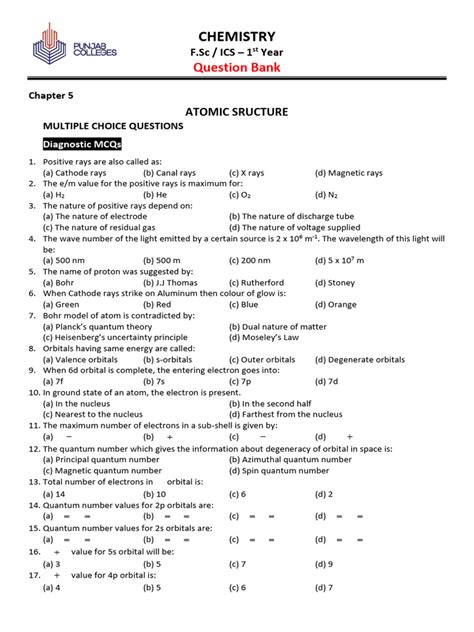 Chemistry 1st Year Question Bank Ch 5 Pdf Atomic Orbital Electron