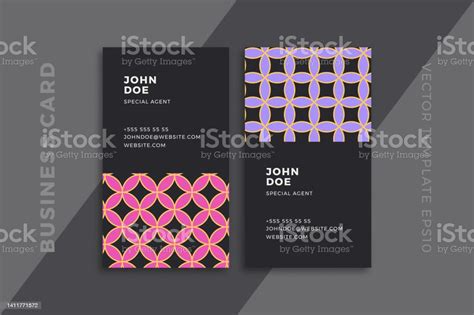 트렌디 한 추상 명함 수직 어두운 템플릿 현대적인 최소한의 기하학적 패턴으로 기업 문구 모형 샘플 텍스트가있는 깨끗하고 간단한 벡터 편집 가능한 배경 Eps10 0명에 대한