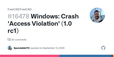 Windows Crash Access Violation 10 Rc1 · Issue 16478 · Freecadfreecad · Github