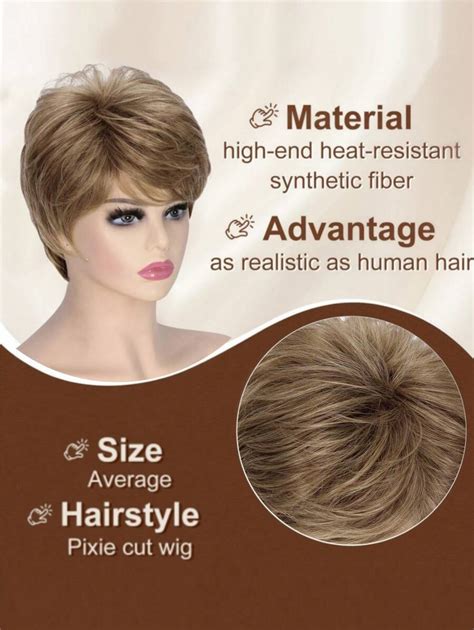 Pixie Cut Wigs With Bangs Layered Cut Wigs For White Women Fluffy Brown