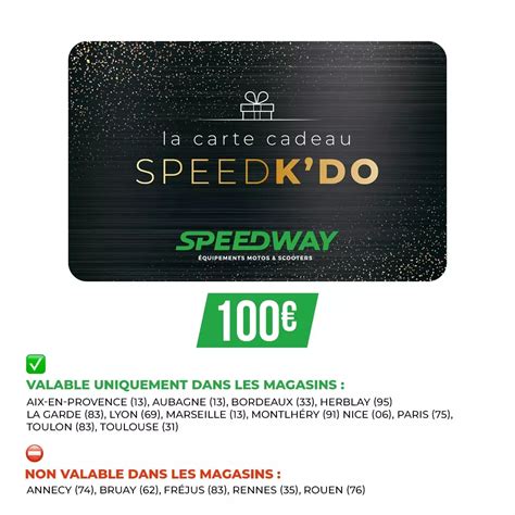 Carte Cadeau Magasin 100€ Speedkdo Carte Cadeau