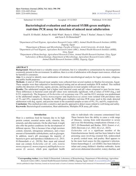 Pdf Bacteriological Evaluation And Advanced Sybr Green Multiplex Real Time Pcr Assay For