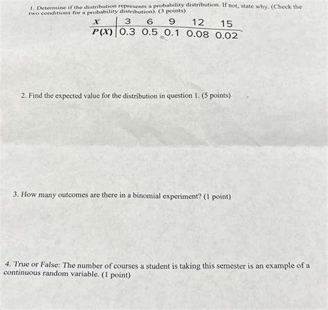 Solved 1 Determine If The Distribution Represents A