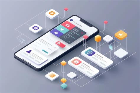 Smartphone Mobile App Interface Mockup With Ui Active Blocks And Connections Ack Of Ui Ux Gui