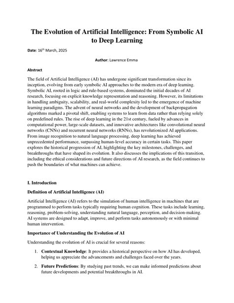 Pdf The Evolution Of Artificial Intelligence From Symbolic Ai To