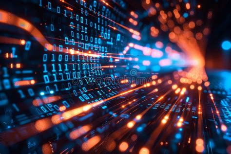 Illustration Of Binary Code Flowing Through Abstract Digital Patterns Symbolizing The Shift