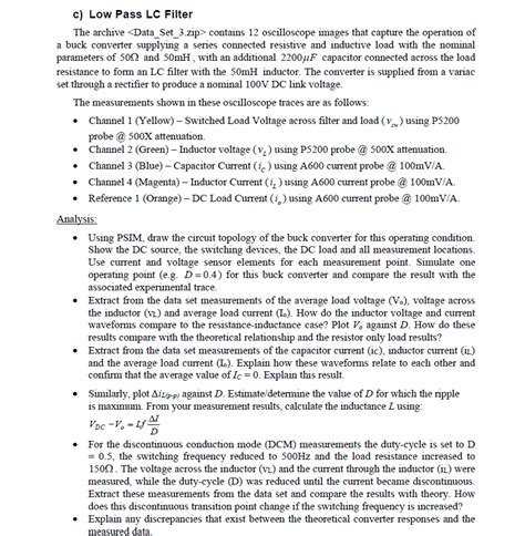 Solved C Low Pass LC Filter The Archive Contains Chegg Com
