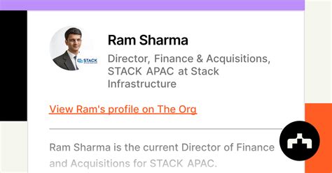 Ram Sharma Director Finance And Acquisitions Stack Apac At Stack