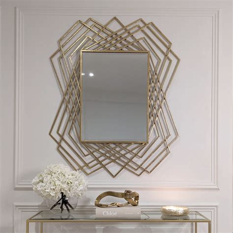 Raegan Large Rectangular Gold Metal Mirror Rowen Homes