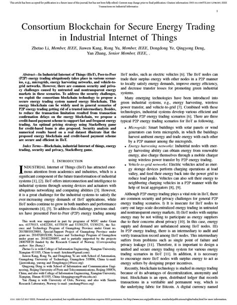 Consortium Blockchain For Secure Energy Trading In Industrial Internet Of Things IEEE Journals