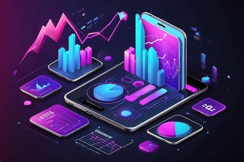 Premium Ai Image Online Statistics And Data Analytics Isometric Application Business Graph And