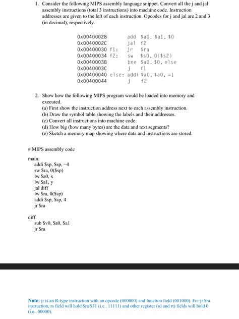 Solved Consider The Following MIPS Assembly Language Chegg