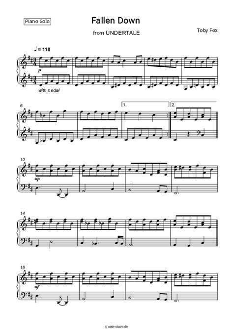 Undertale Ost 004 Fallen Down Toby Fox Noten Für Klavier Solo Bei