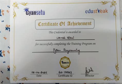I Am Proud Of My Achievement Completed The Course Of Python