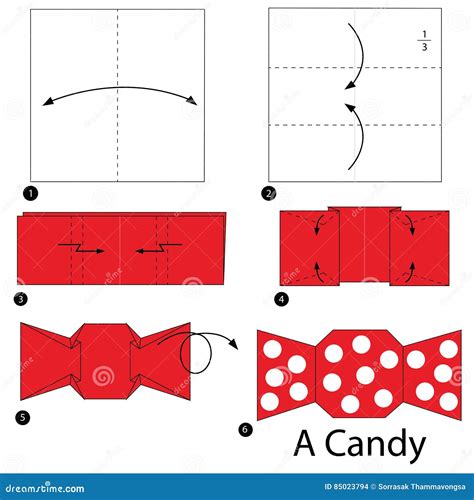 Step By Step Instructions How To Make Origami A Candy Stock Vector